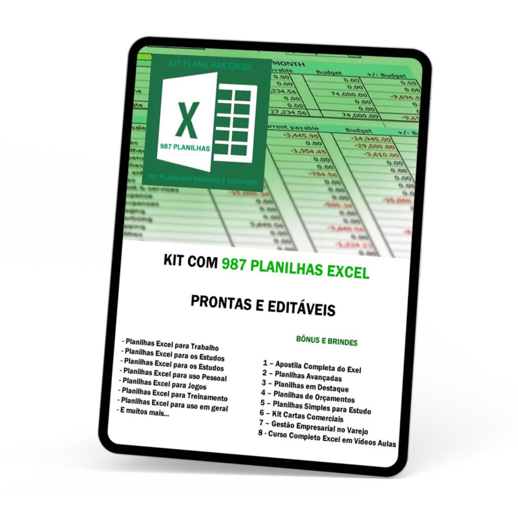 987 Planilhas Excel Prontas – Planilhas Excel com Direitos de Revenda