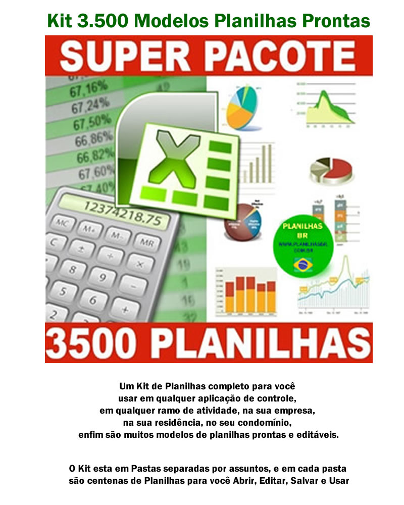 Kit 3500 Modelos Planilhas Prontas – Planilhas Excel com Direitos de ...
