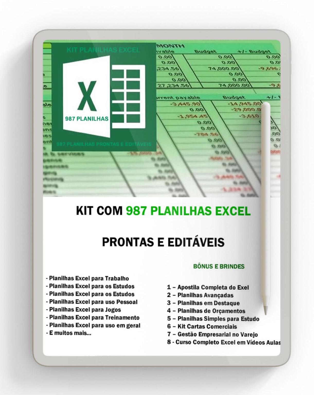 987 Planilhas Excel Prontas – Planilhas Excel com Direitos de Revenda